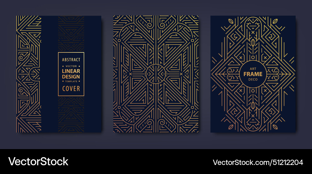 Art Deco Gold Frame Patterns Royalty Free Vector Image