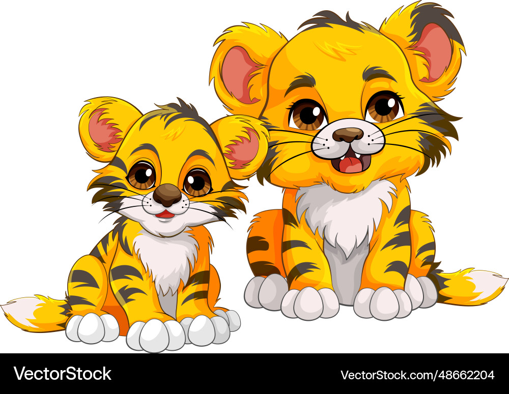 Cute baby tiger cartoon character Royalty Free Vector Image