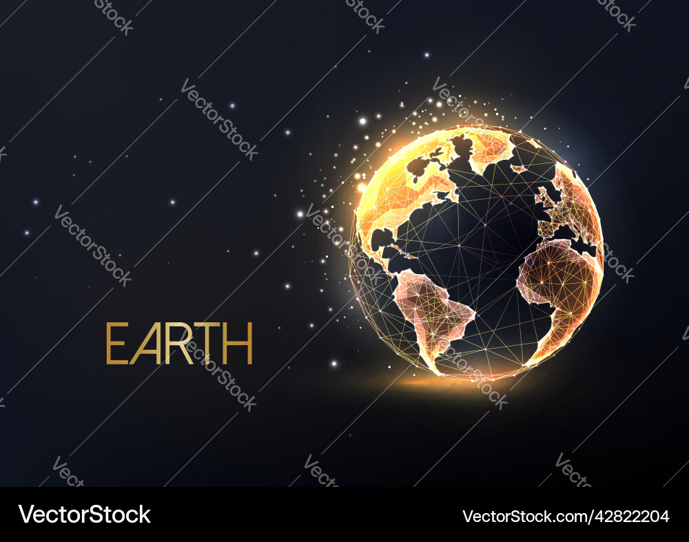 Futuristic Gold Earth Globe Royalty Free Vector Image