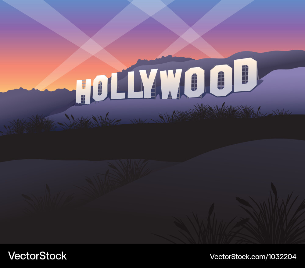 Hollywood sign at twilight Royalty Free Vector Image