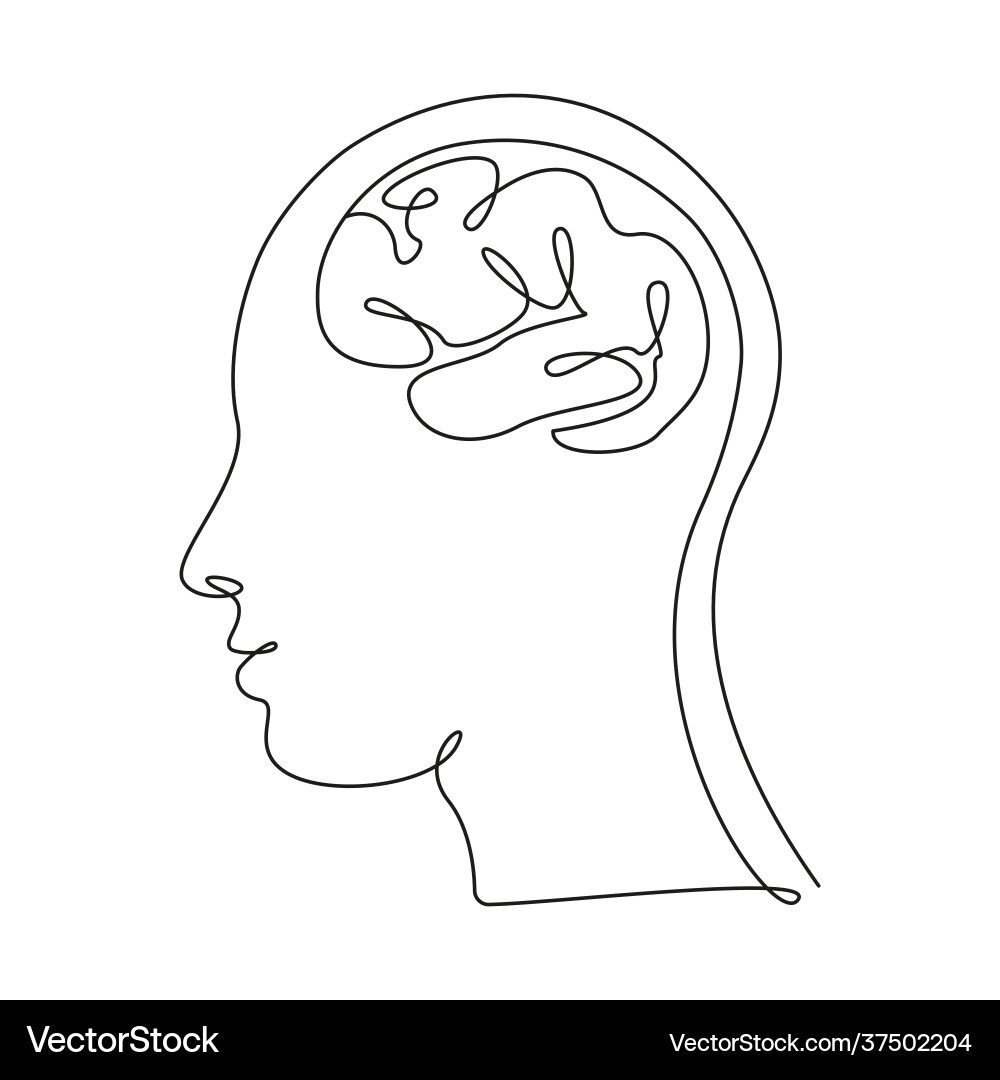 Human Head & Brain Line Art Royalty Free Vector Image