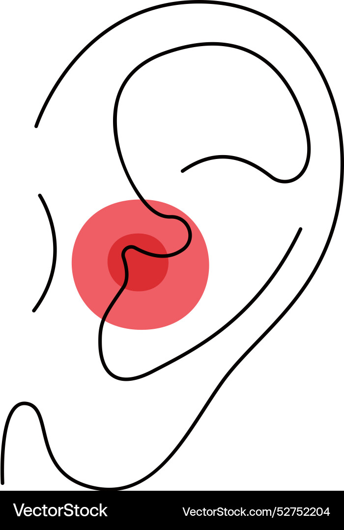 Human pain in ear line Royalty Free Vector Image