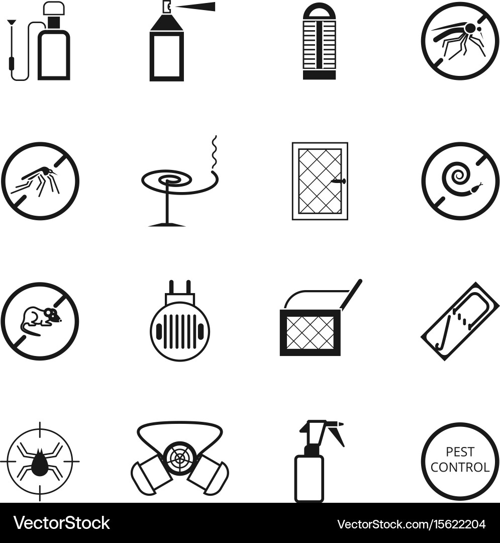 Insects and pest control pictograms Royalty Free Vector