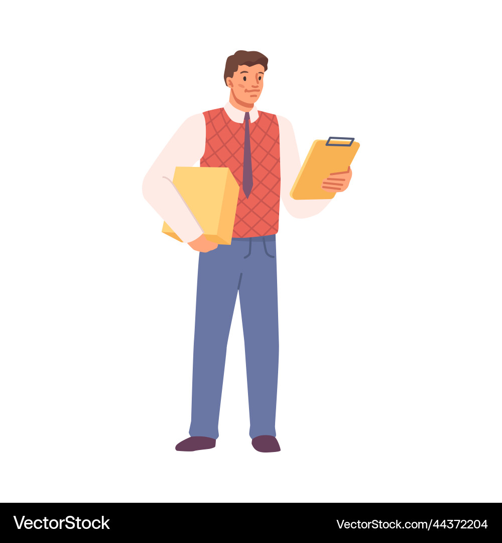 International logistics delivery manager with box Vector Image