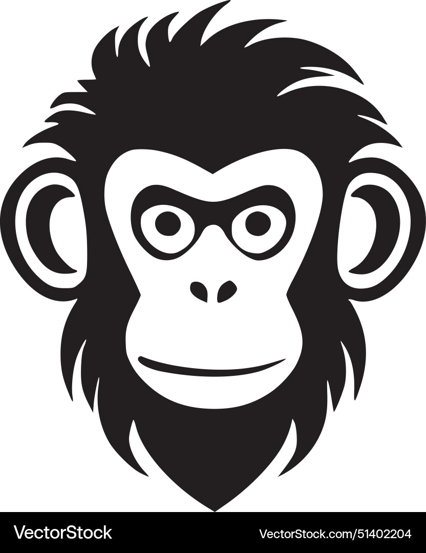 Monkey - minimalist and flat logo Royalty Free Vector Image