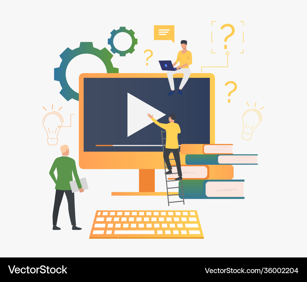 People working on video Royalty Free Vector Image