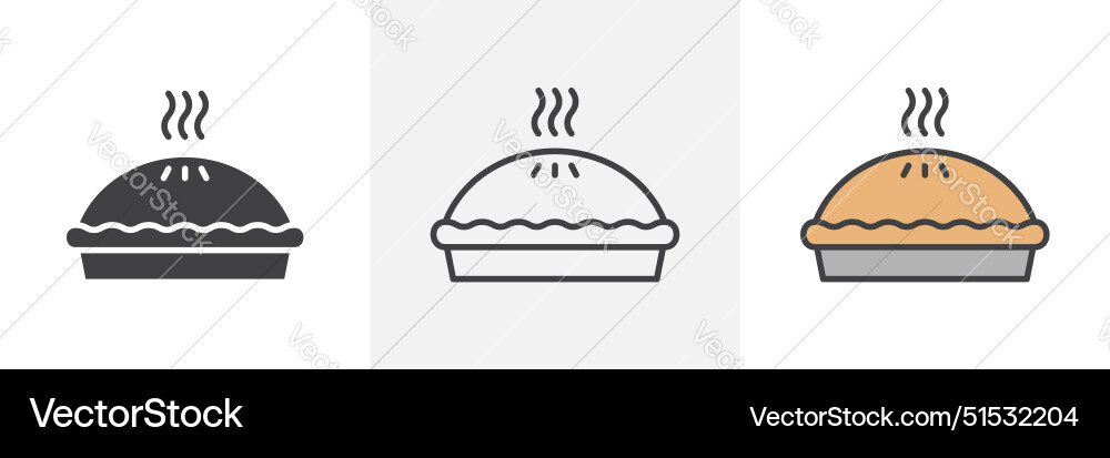 Pie icon set hot apple symbol in black filled Vector Image