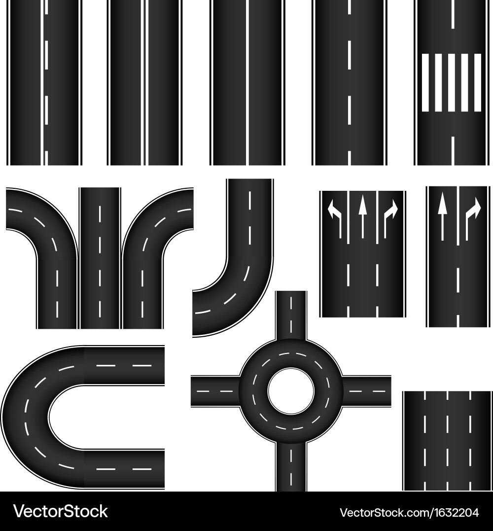 Road Elements Collection Royalty Free Vector Image