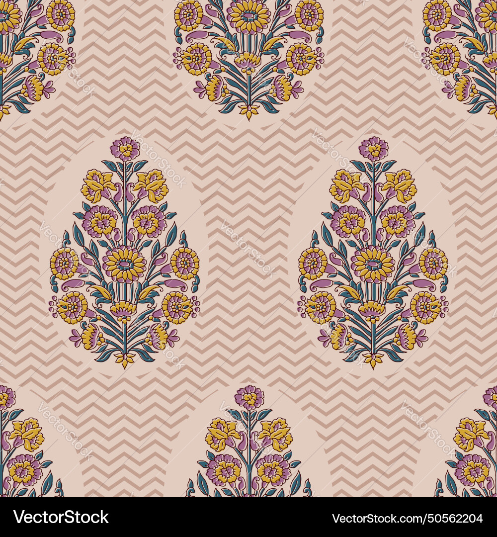 Seamless paisley flower leaf bunch pattern Vector Image
