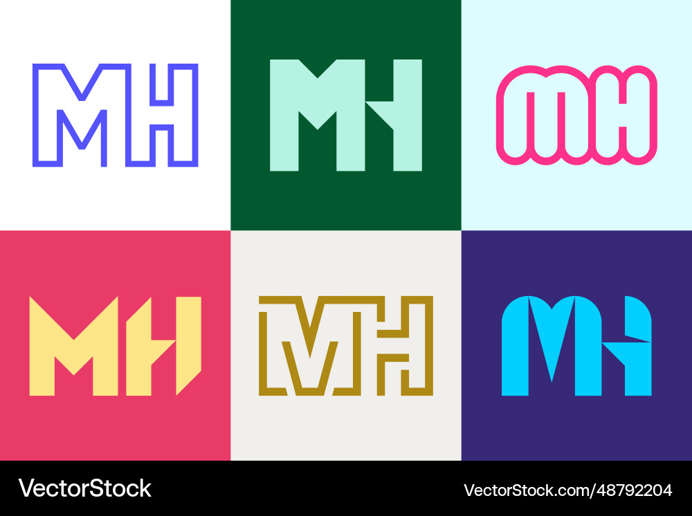 Set of letter mh logos – Royalty-Free Vector | VectorStock
