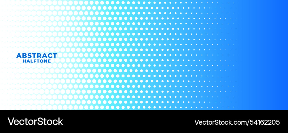 Abstract blue and white halftone wide banner Vector Image