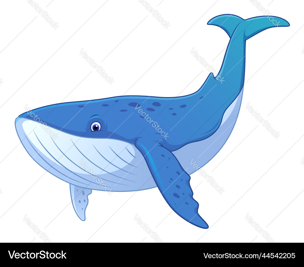 Blue whale cartoon animal Royalty Free Vector Image