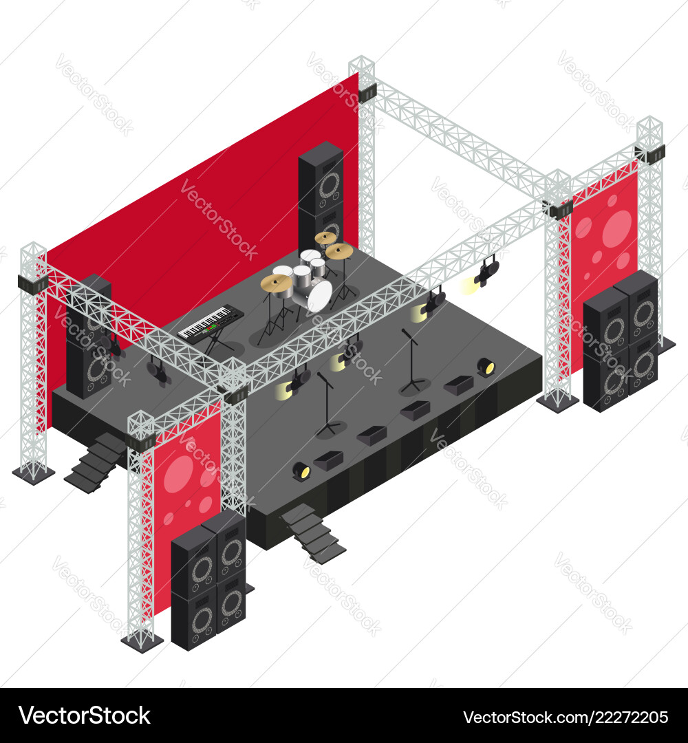 Concert stage in isometric Royalty Free Vector Image