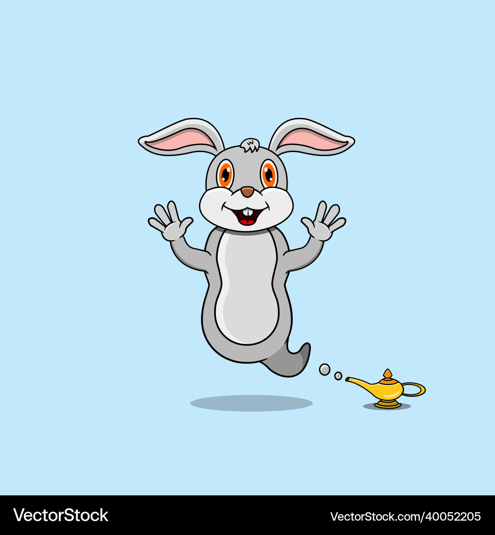 Cute and funny animals with rabbit genie Vector Image