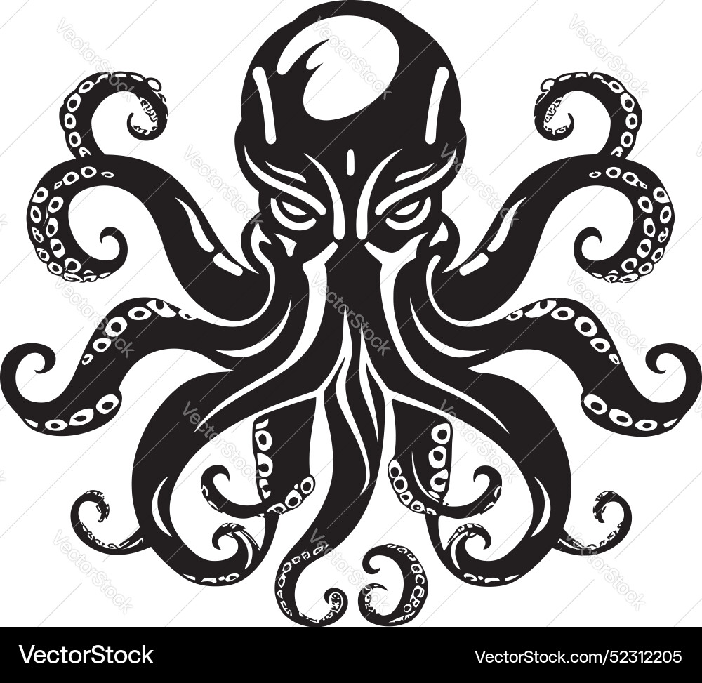 Ink master octopus logo ocean odyssey black Vector Image