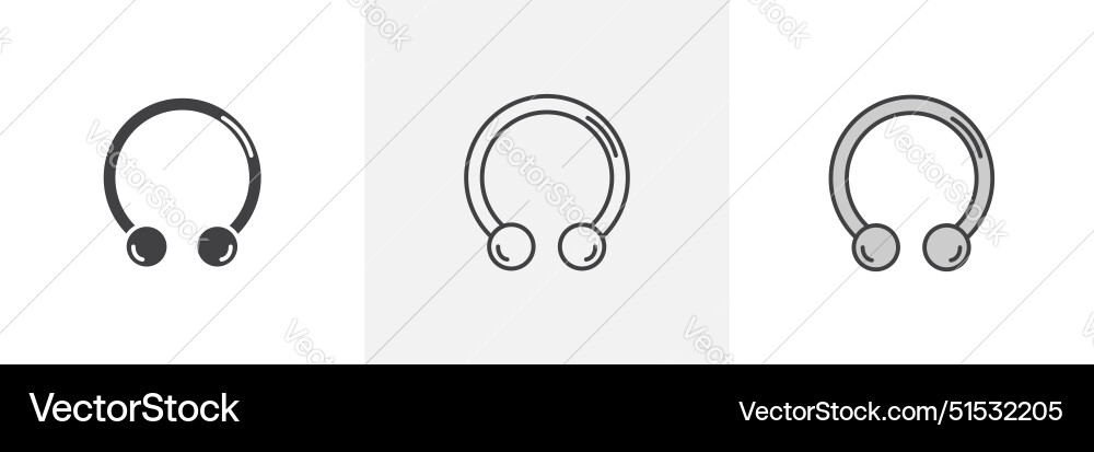 Piercing icon set ear pierce symbol solid Vector Image