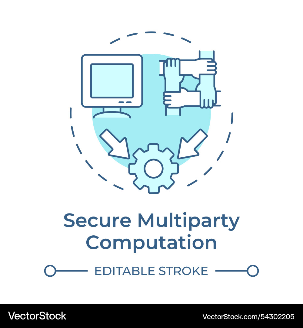 Secure multiparty computation soft blue concept Vector Image Secure multiparty computation soft blue concept Vector Image