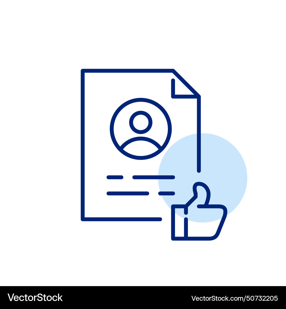 Thumbs up on resume with candidate picture Vector Image
