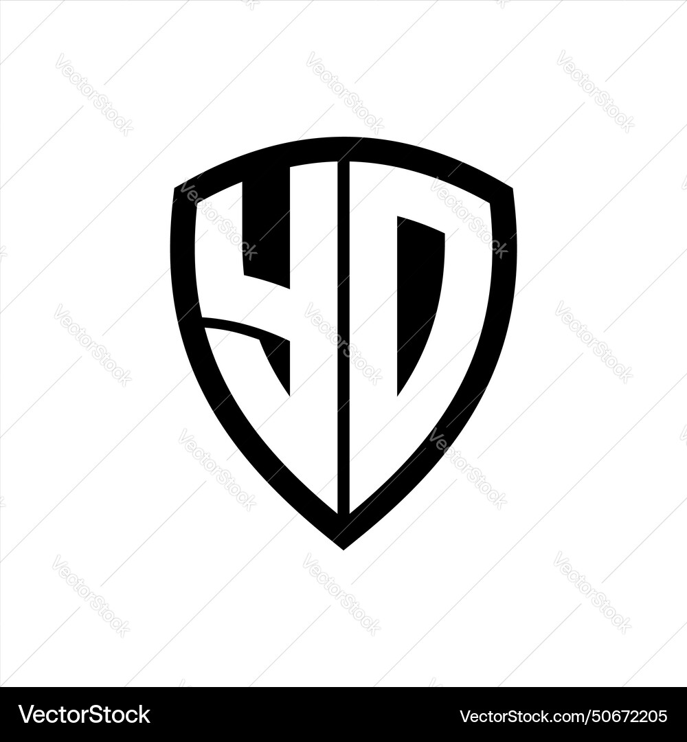 Yd monogram logo with bold letters shield shape Vector Image