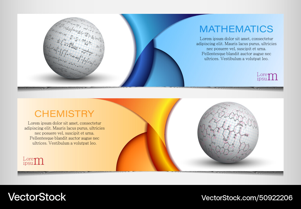 Banners with formulas in mathematics and chemistry