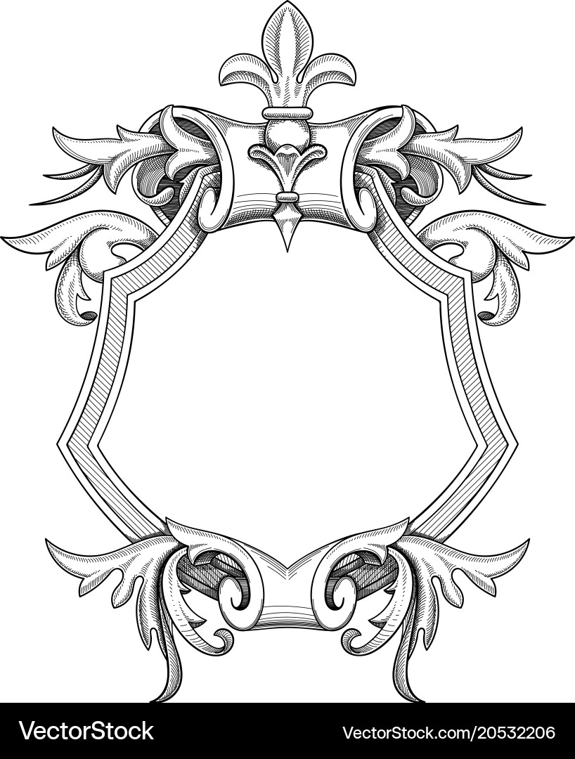 Baroque Shield Ornament Royalty Free Vector Image