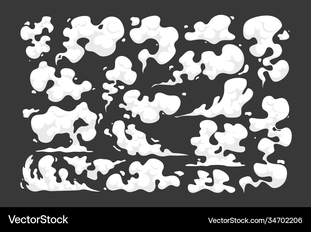 Cartoon Smoke Cloud Set Royalty Free Vector Image