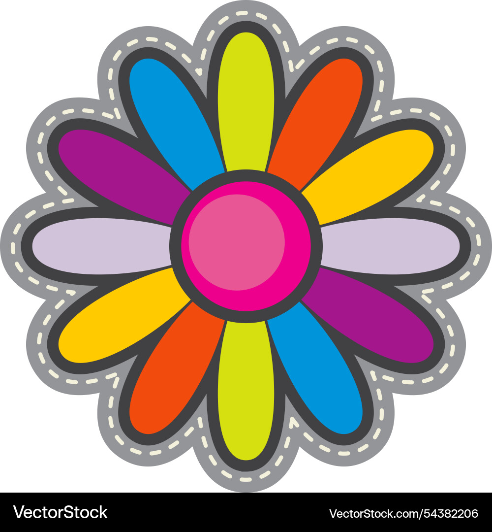 Colorful petals flower seamed quilt textile patch Vector Image