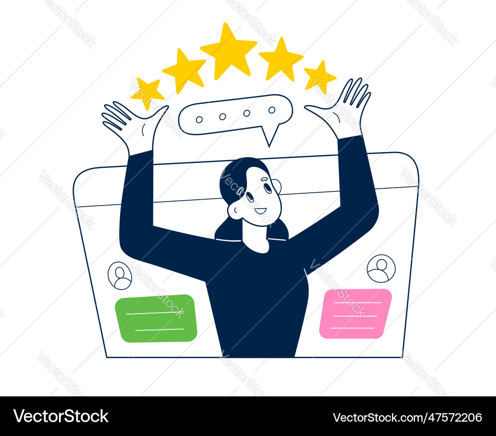 Customer leaves a good review female client Vector Image