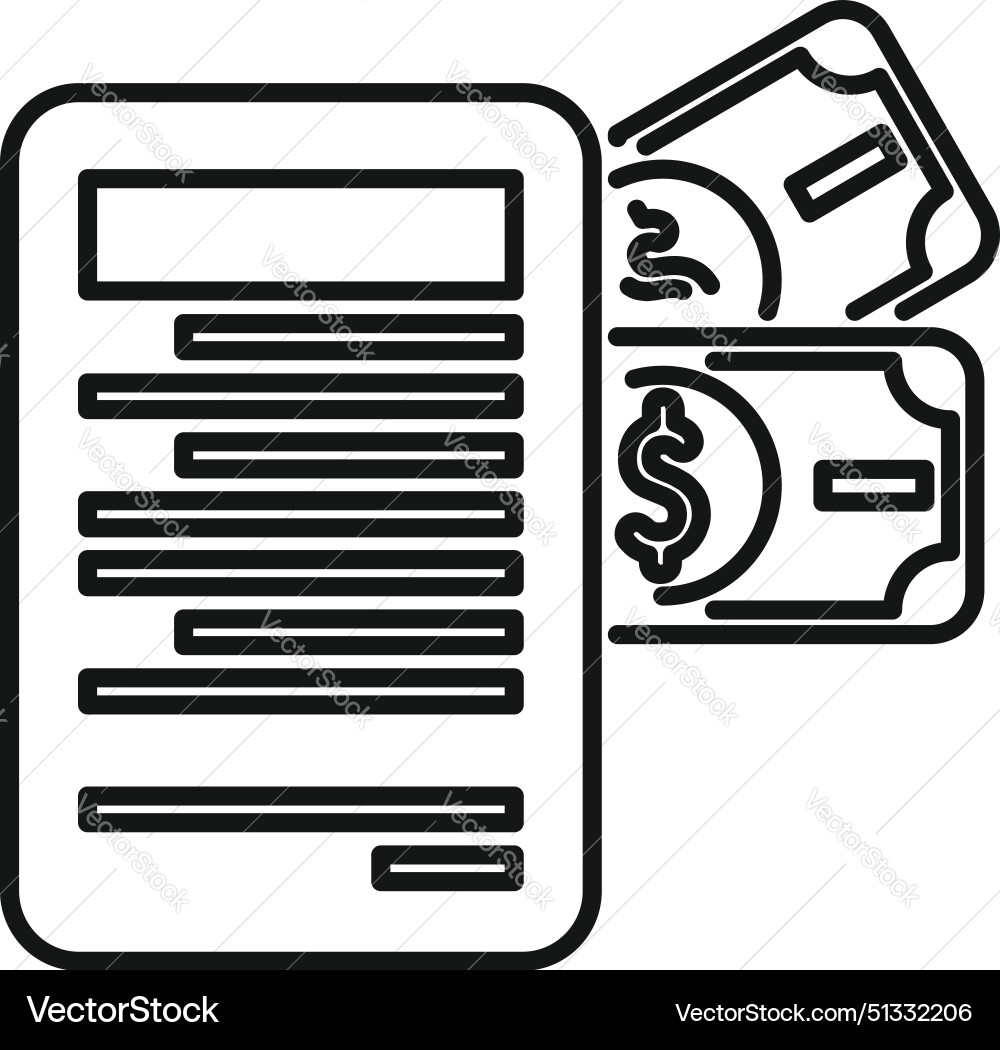 Financial planning icon with document and money Vector Image