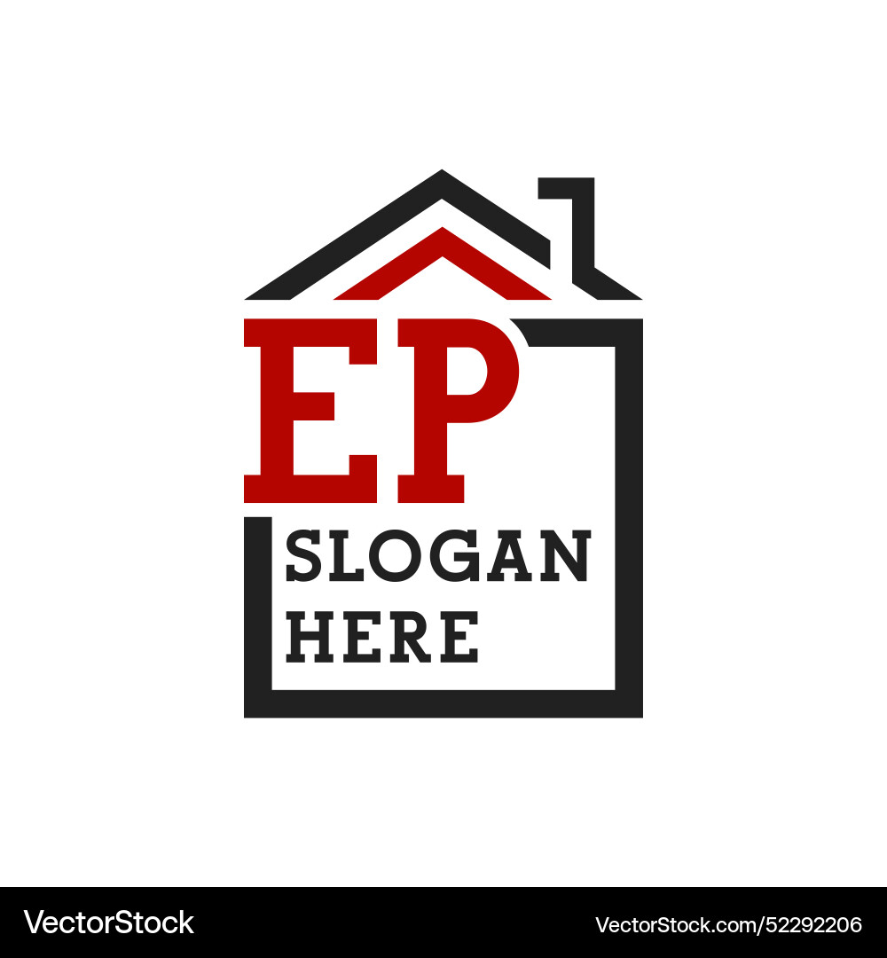 Initial ep house logo for roofing letter real Vector Image