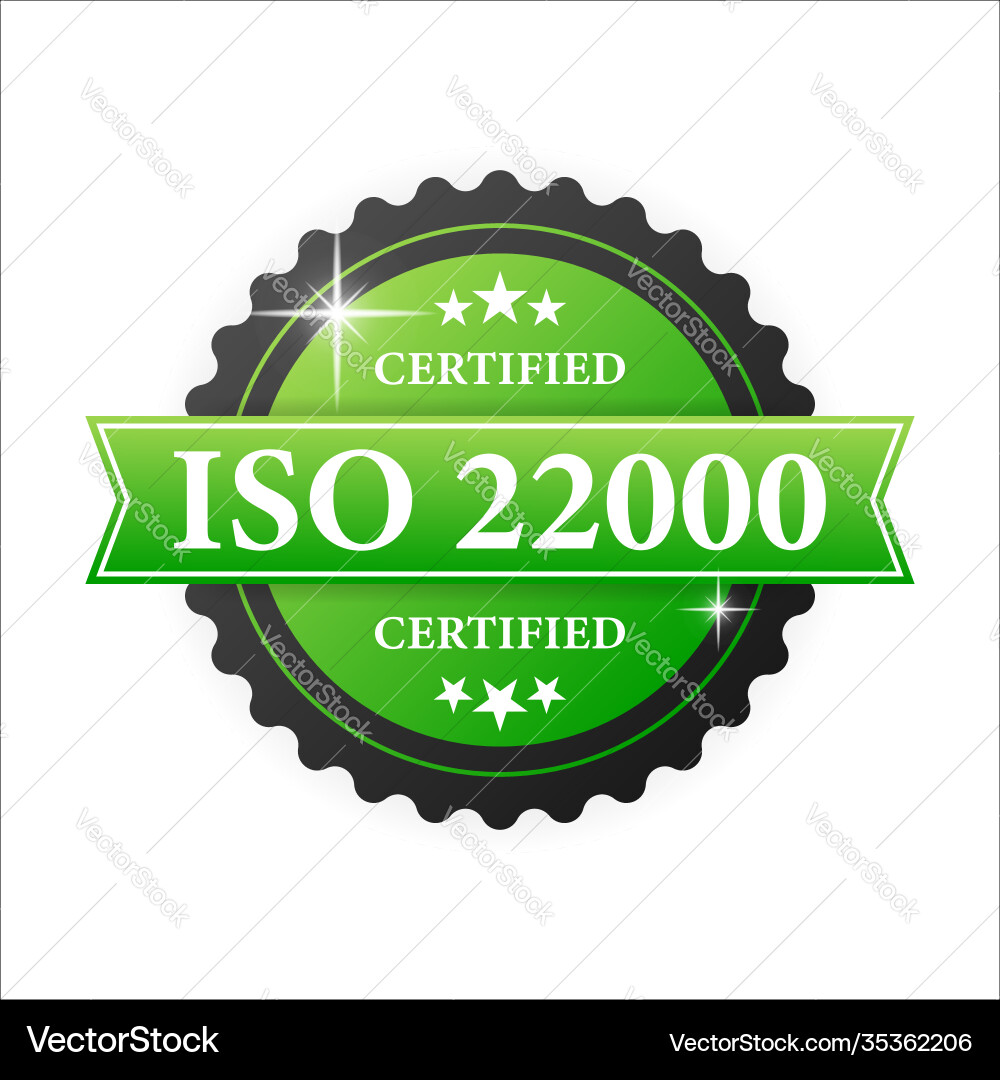 Iso certified 22000 green rubber stamp Royalty Free Vector