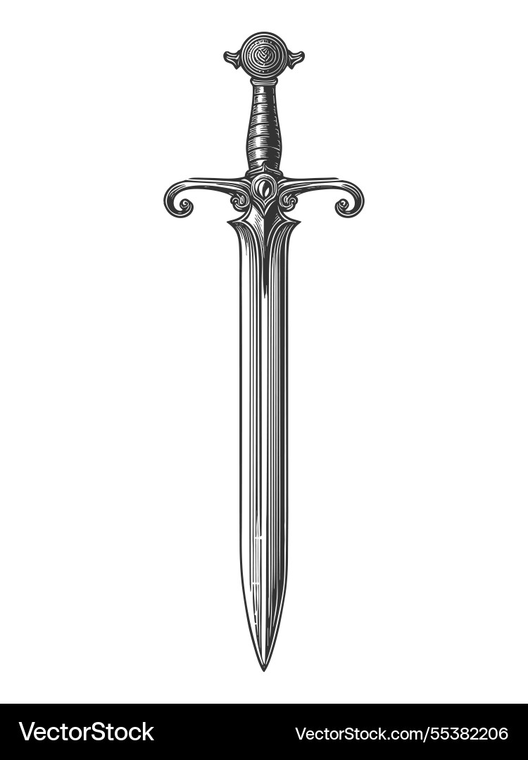 Ornamental Sword Sketch Royalty Free Vector Image