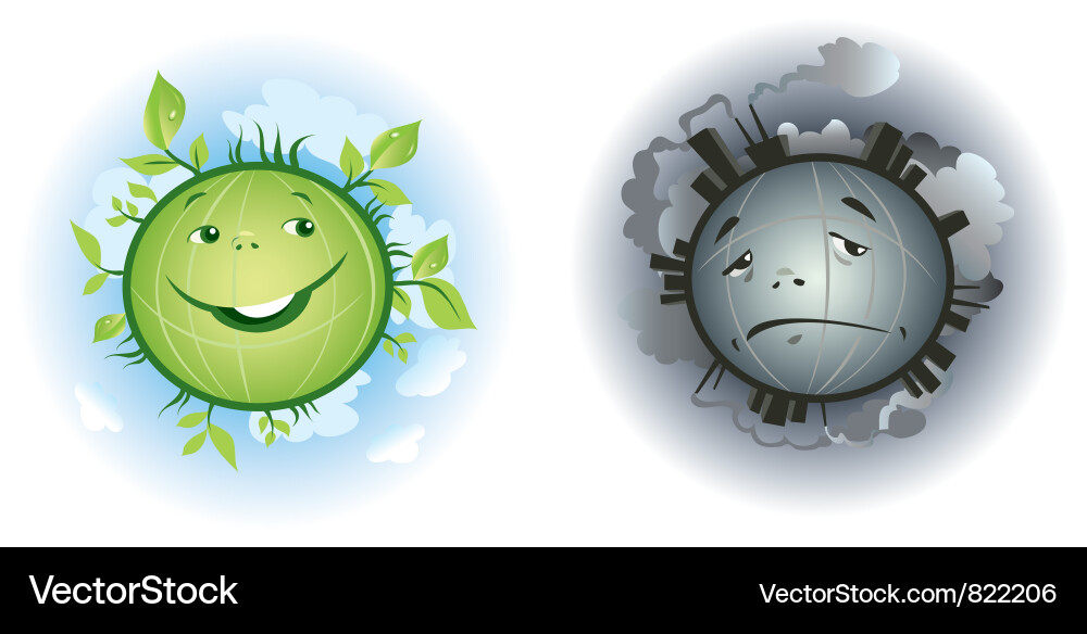 Polluted Earth Cartoon Royalty Free Vector Image