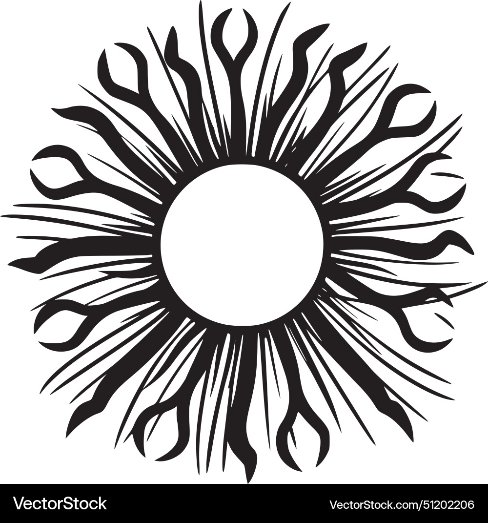 Sun - black and white Royalty Free Vector Image