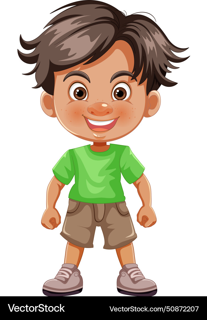 Cheerful young boy smiling in casual clothes Vector Image