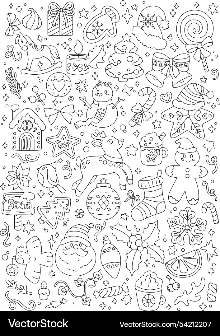 Christmas a4 coloring page Royalty Free Vector Image