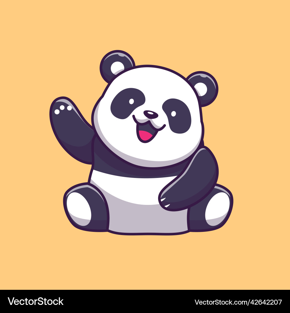 Cute Panda Waving Royalty Free Vector Image - VectorStock