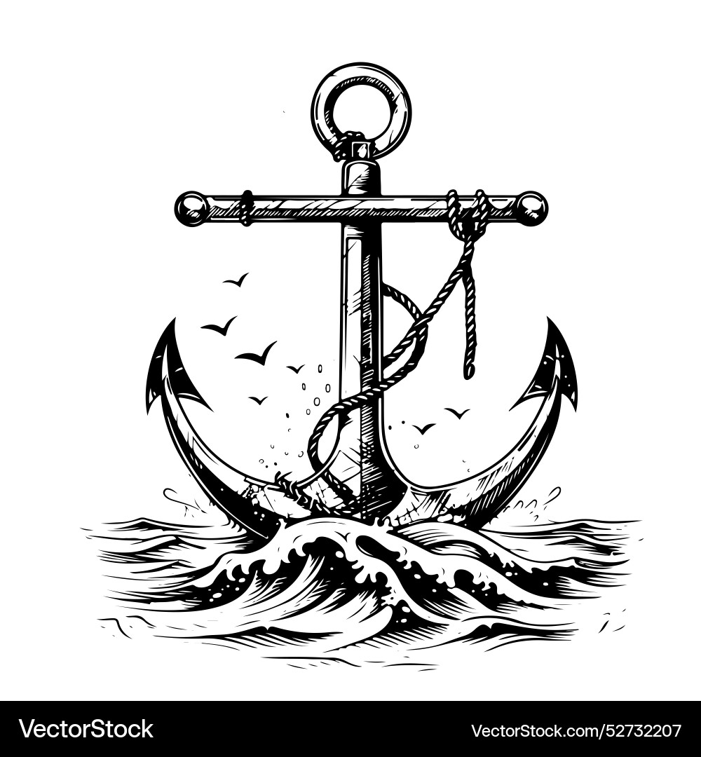 Hand drawn anchor Royalty Free Vector Image - VectorStock