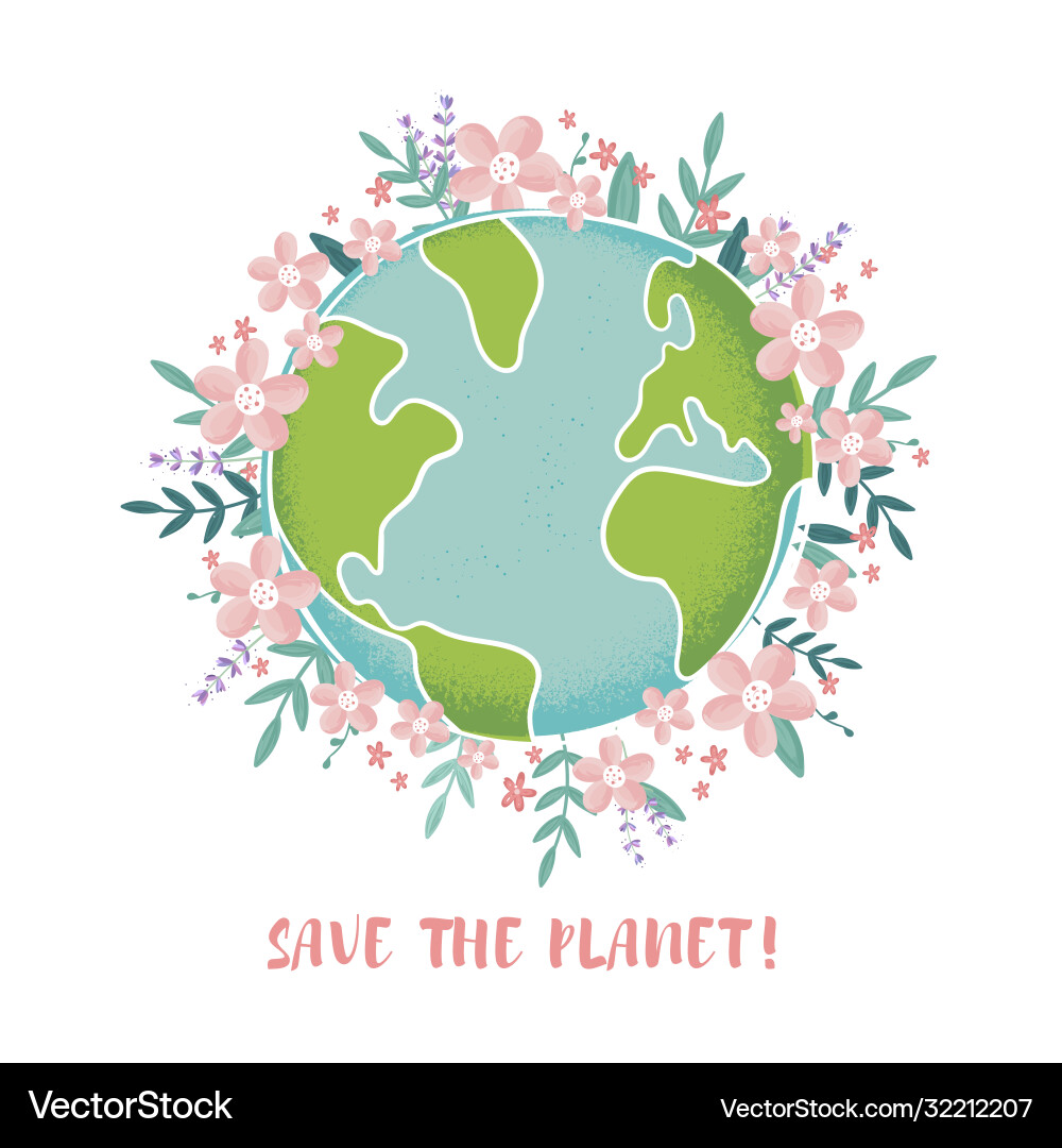 Hand drawn planet earth concept day design Vector Image
