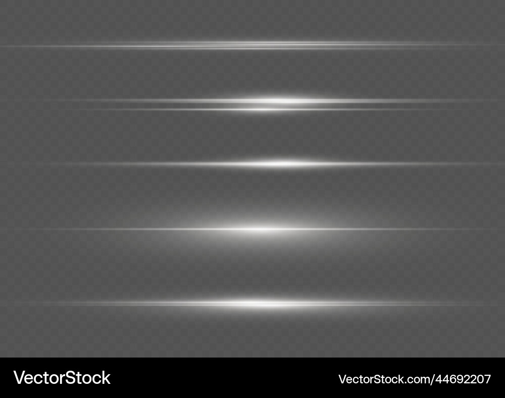 Horizontal line light white laser beams spark star