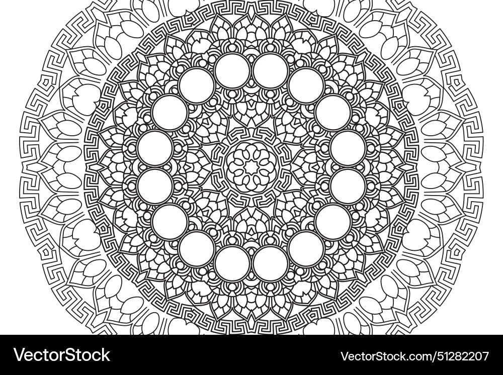 Mandala line art drawing coloring page Royalty Free Vector