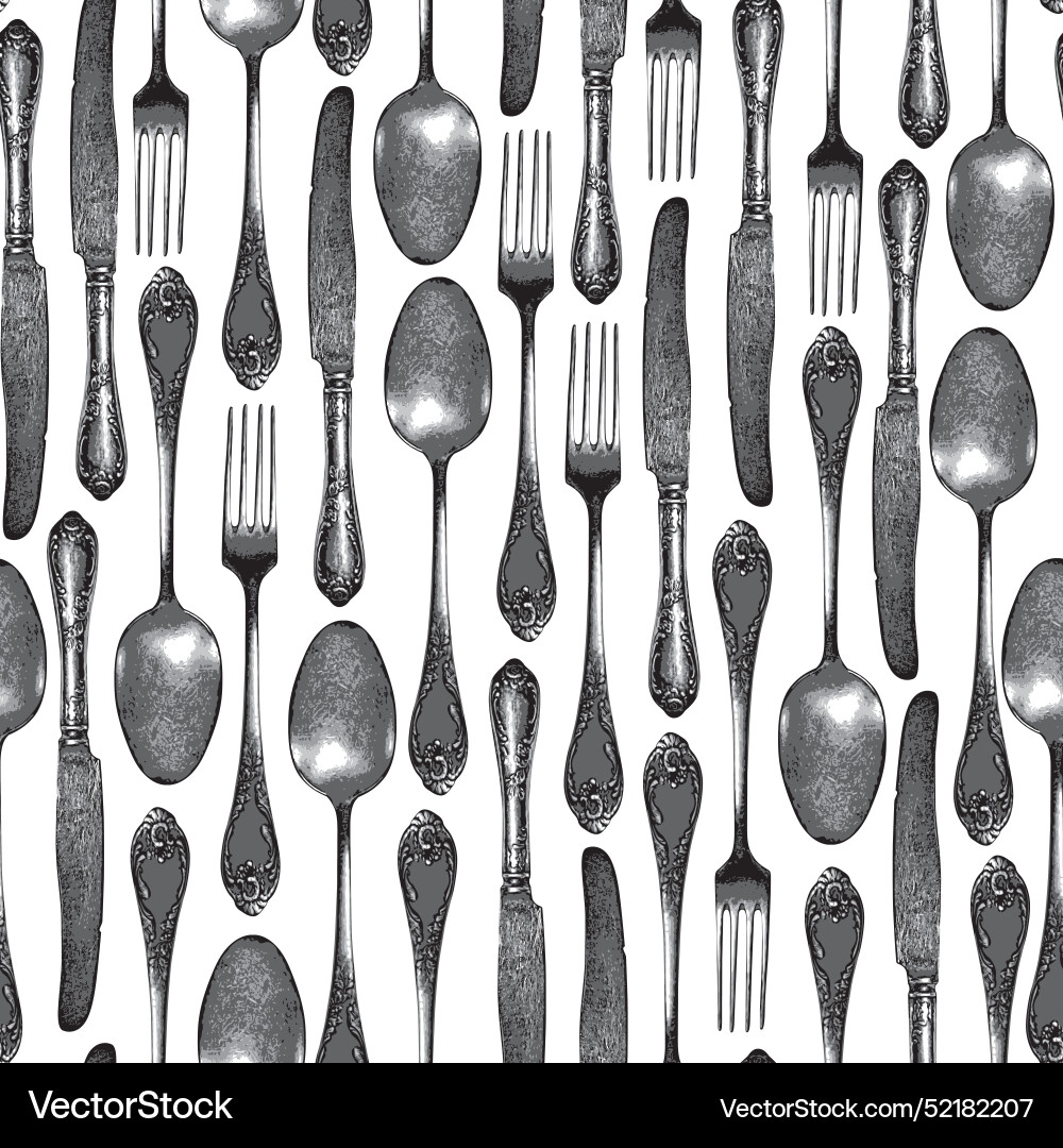 Seamless pattern with realistic cutlery Royalty Free Vector