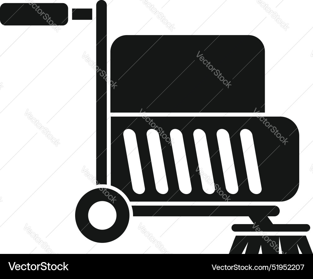 Street cleaning machine with brush and handle icon