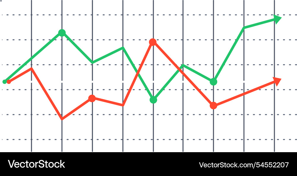 Two lines are representing increasing and Vector Image