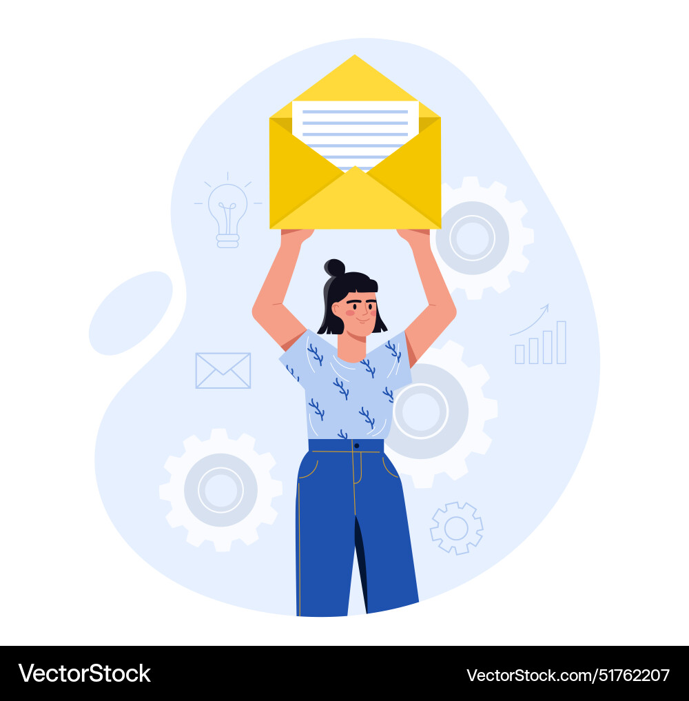Woman with mail in hands Royalty Free Vector Image