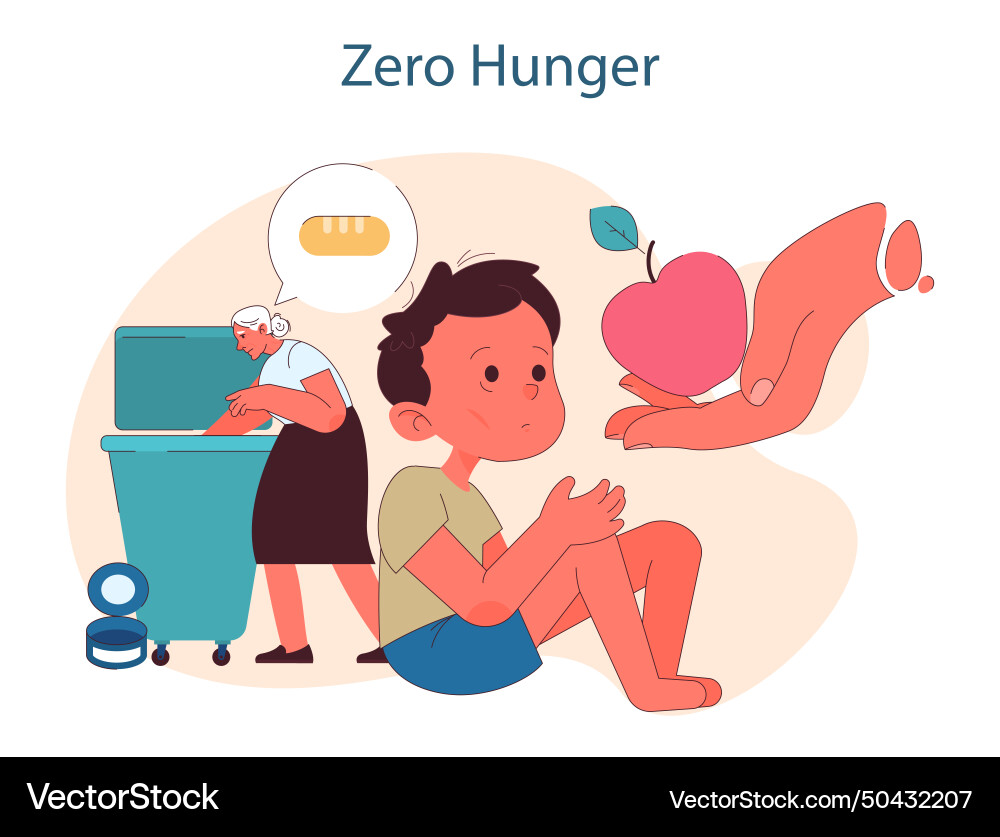 Zero hunger addressing food insecurity Royalty Free Vector