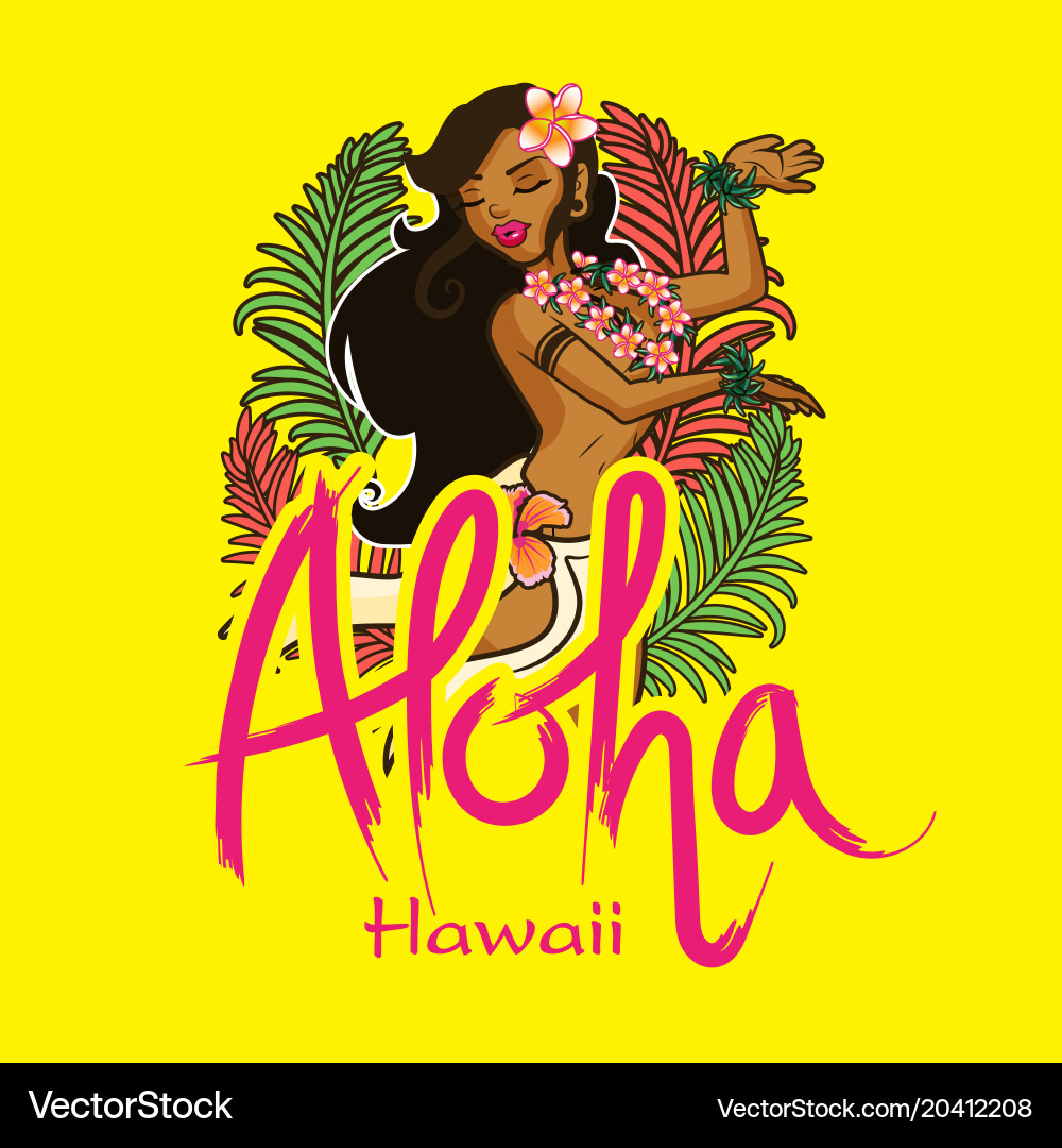 Aloha hawaii girl dancing hula background i Vector Image