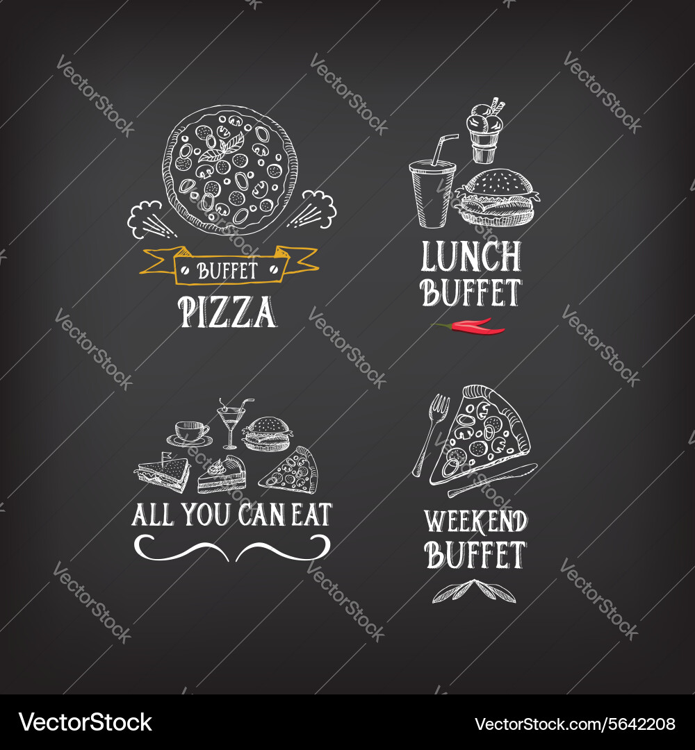 Buffet menu restaurant design all you can eat Vector Image