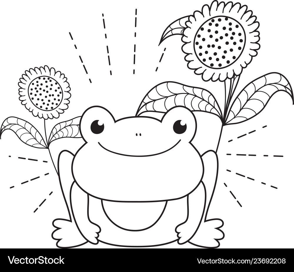 Cute toad with flowers garden character Royalty Free Vector