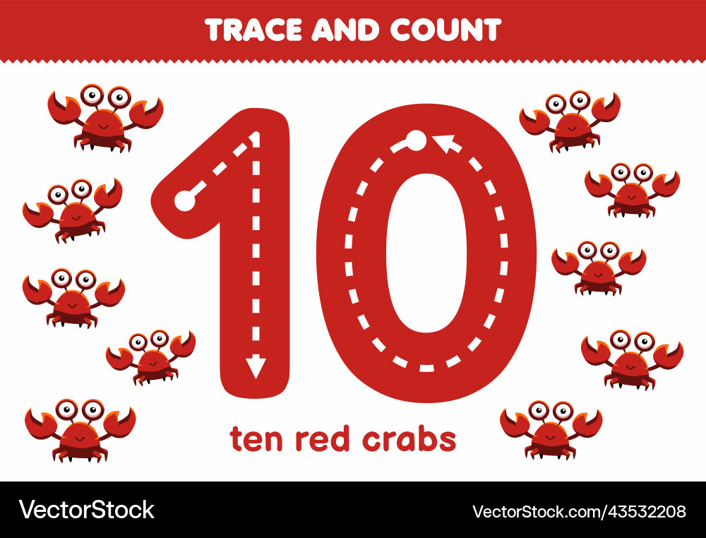 Education game for children tracing number ten Vector Image